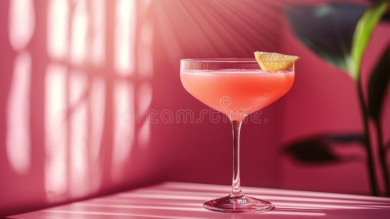 Refreshing Pink Cocktail stock image. Image of lemonwedge - 336266117