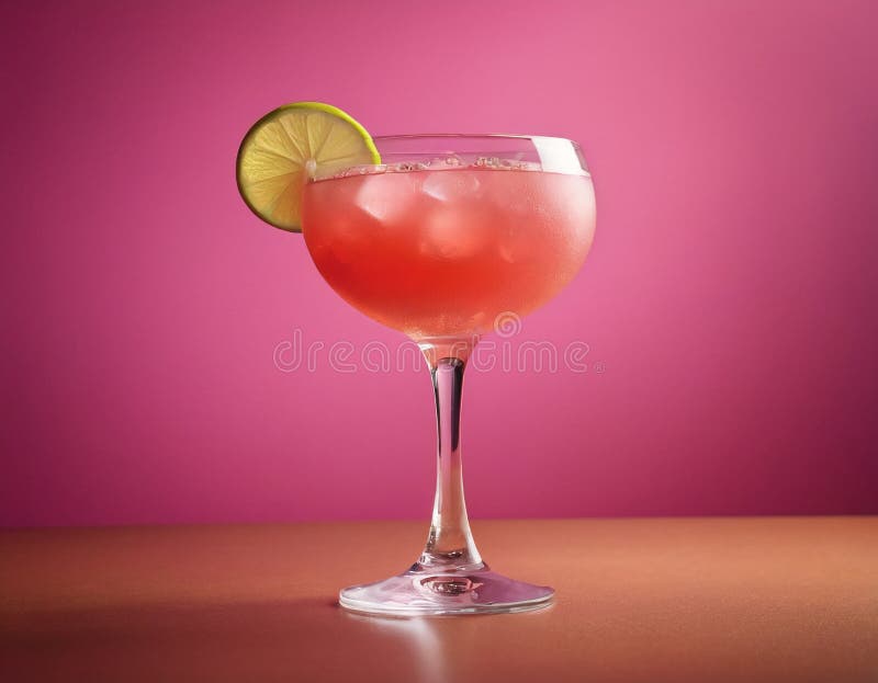 Refreshing Pink Drink with a Lime Slice on Top Stock Image - Image of ...