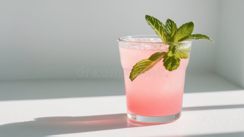 Refreshing Pink Lemonade with Mint Garnish. Stock Image - Image of ...