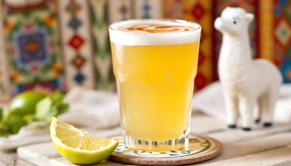 Refreshing Pisco Sour with Lime Slice and Bitters Swirl in Traditional ...