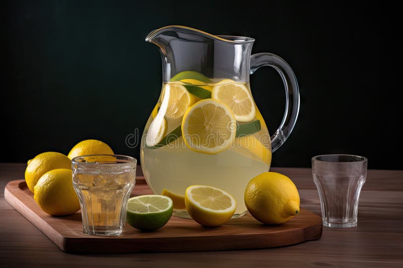 Refreshing Pitcher of Freshly Squeezed Lemon Water with Slices of Fruit ...