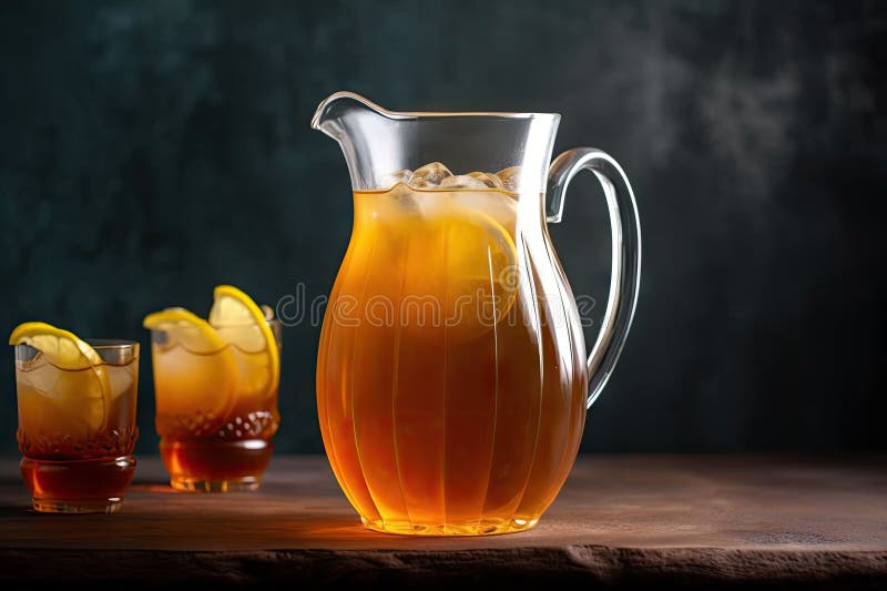 Refreshing Pitcher of Iced Tea, with Drips and Drops of Condensation ...