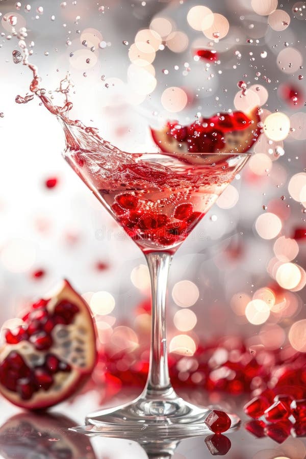 Refreshing Pomegranate Cocktail Splash on Shiny Surface Stock Image ...