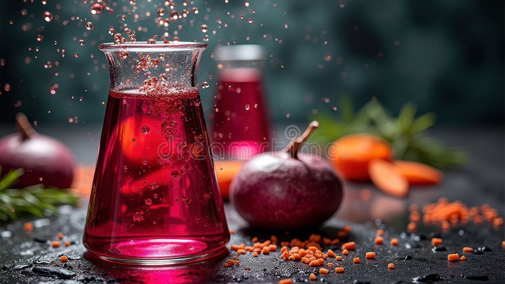 Refreshing Pomegranate Juice Splash Amidst Fresh Ingredients Stock ...