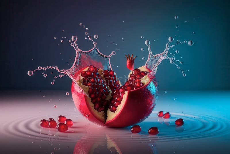Pomegranate Exploding with Vibrant Seeds Captured in Mid-air during a ...