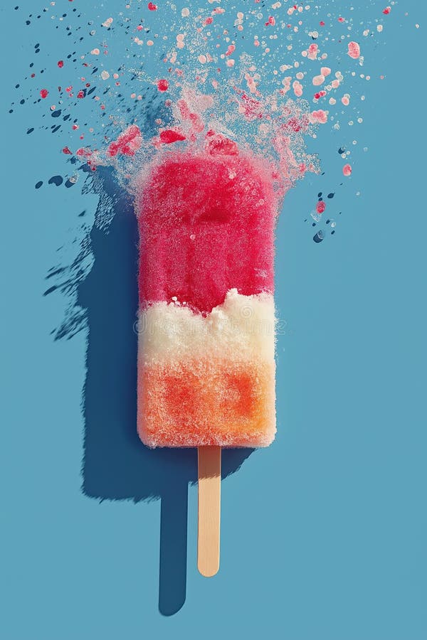Refreshing Popsicle Exploding on a Blue Background Stock Illustration ...