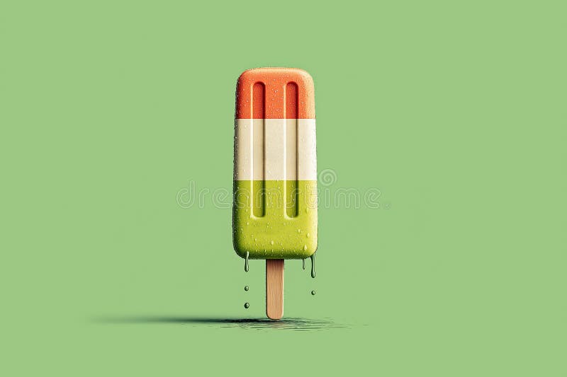 Melting Popsicle with Water Droplets on Green Background Stock ...