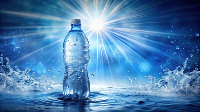 Refreshing Pure Water Bottle in a Splash of Cool Blue. Generative AI ...
