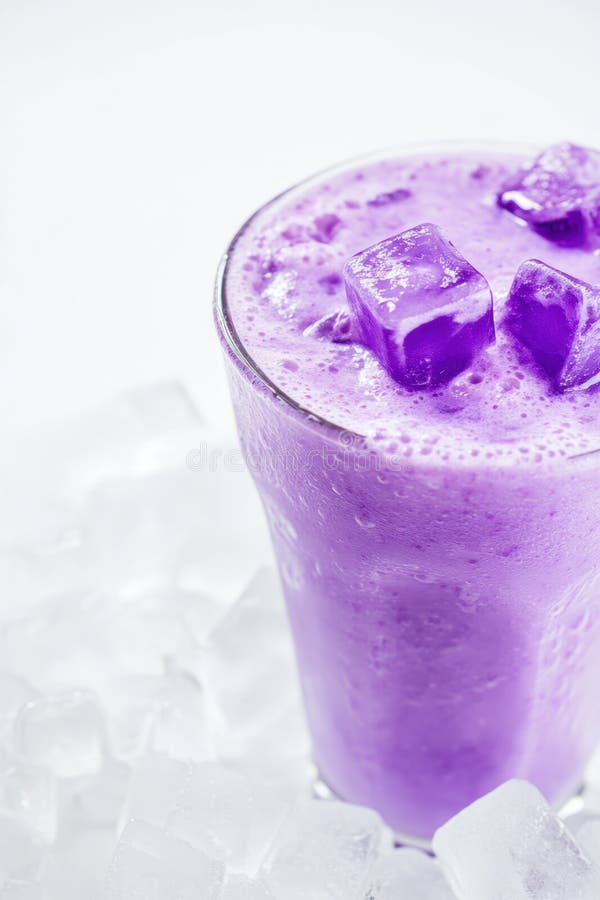 Refreshing Purple Iced Smoothie with Ice Cubes Stock Image - Image of ...