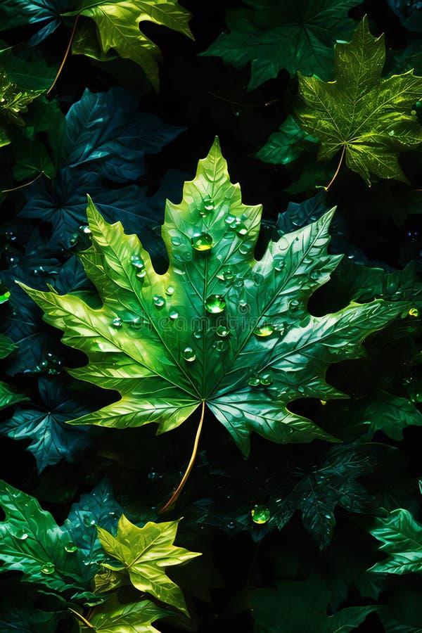 Refreshing Rain-Kissed Green Leaf Nature S Elegance Stock Illustration ...