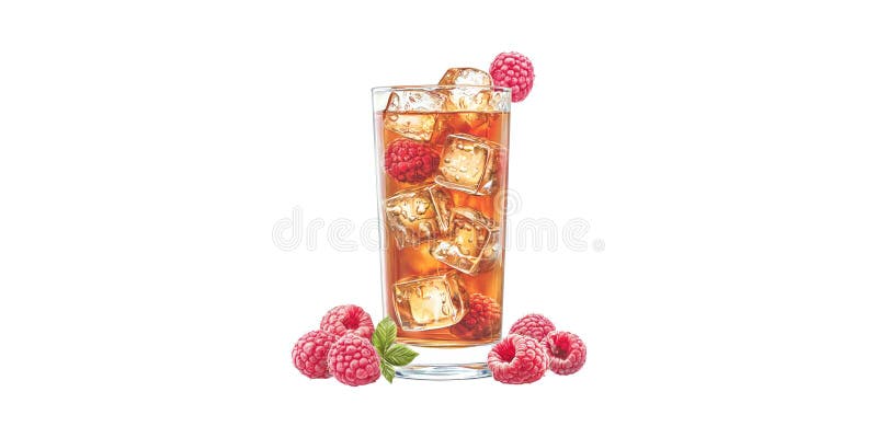 Refreshing Raspberry Iced Tea with Ice Cubes and Fresh Raspberries ...