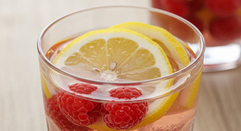 Refreshing Raspberry Lemon Drink in Glass Stock Illustration ...