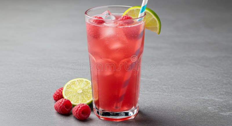 Refreshing Raspberry Lime Cocktail with Ice Stock Illustration ...