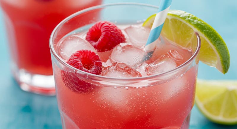 Refreshing Raspberry Lime Cocktail with Ice Stock Illustration ...