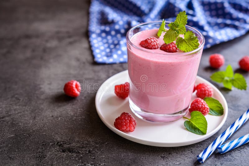 Refreshing Raspberry Milkshake Stock Photo - Image of juice, calcium ...