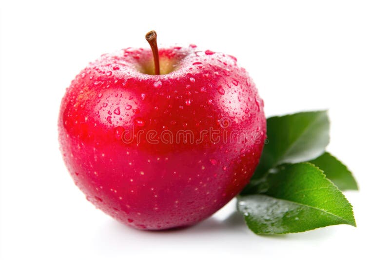 Refreshing Red Apple, with Leaf Accent. Stock Illustration ...