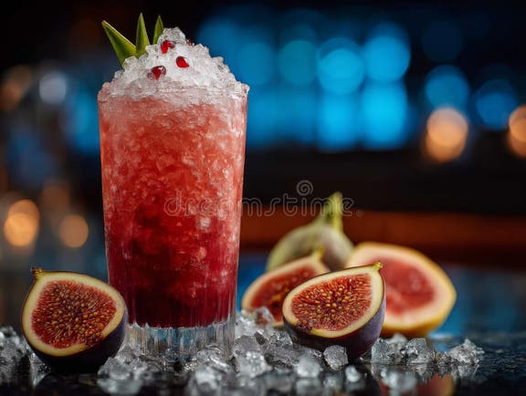 Refreshing Red Fig Cocktail with Pomegranate Garnish Stock Illustration ...