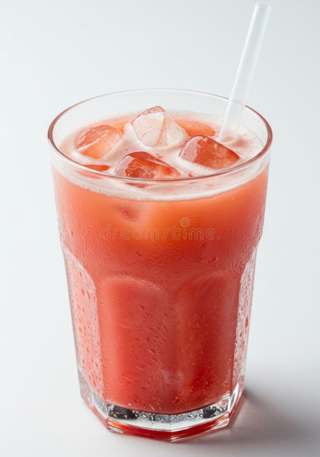 Refreshing Red Fruit Juice with Ice in a Glass Stock Photo - Image of ...