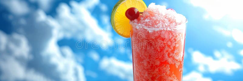 Refreshing Red Fruit Slushy Cocktail with Lemon, Cherry, and Cloudy ...
