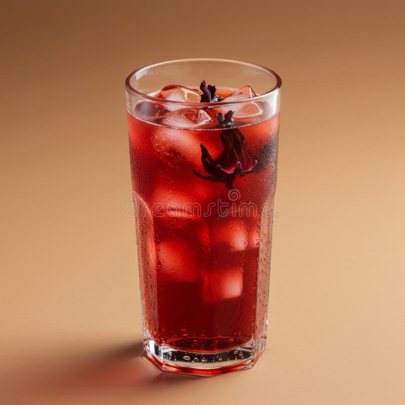 Refreshing Red Hibiscus Ice Tea in Glass Stock Illustration ...