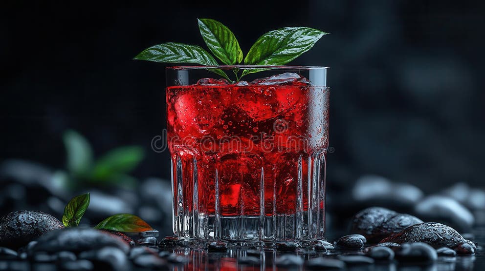 Refreshing Red Ice Drink stock image. Image of iced - 385786211