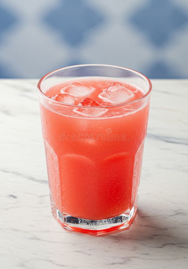 Refreshing Red Juice with Ice in a Glass Stock Illustration ...