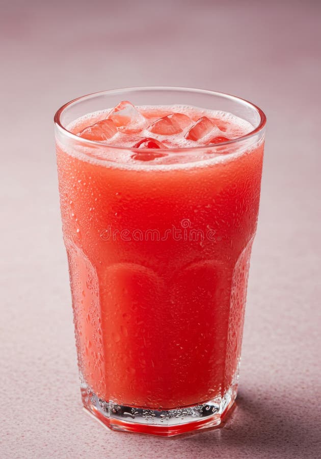 Refreshing Red Juice with Ice in Glass Stock Illustration ...