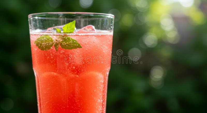 Refreshing Red Watermelon Drink with Ice and Mint Stock Illustration ...