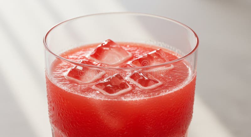 Refreshing Red Watermelon Juice with Ice in Glass Stock Illustration ...
