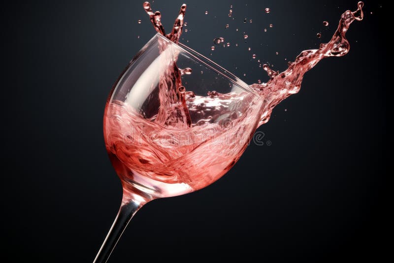 Refreshing Rose Wine Poured into Glass, Creating Bubbles and a Splash ...
