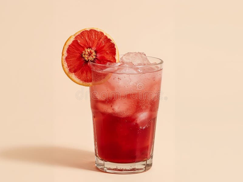 Refreshing Ruby Red Cocktail with Grapefruit Slice and Crushed Ice on ...