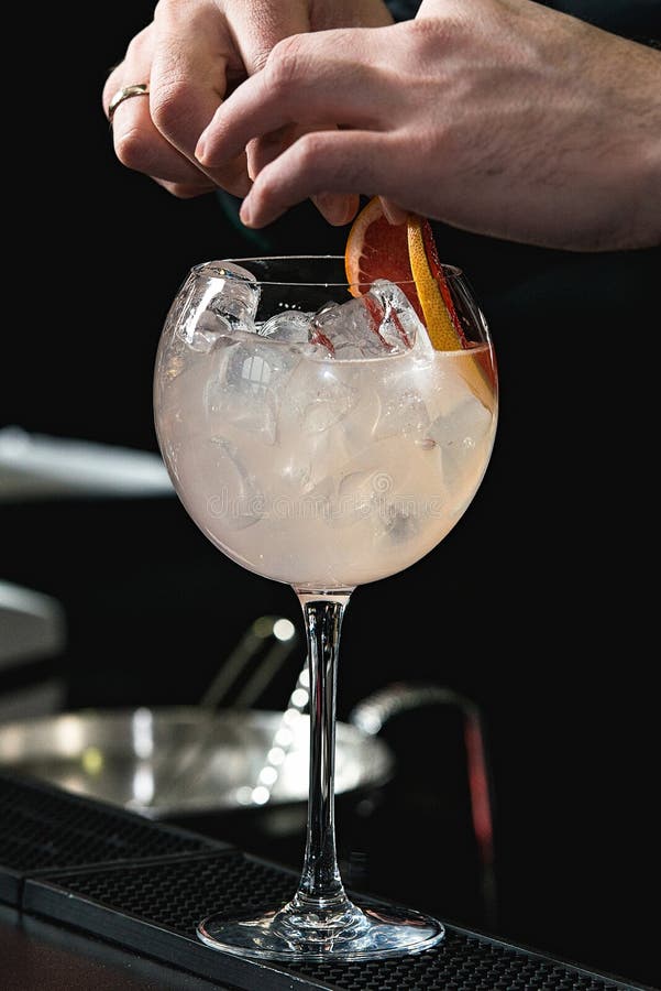 Refreshing Ruby Red Coctail with Grape Fruit Stock Image - Image of ...