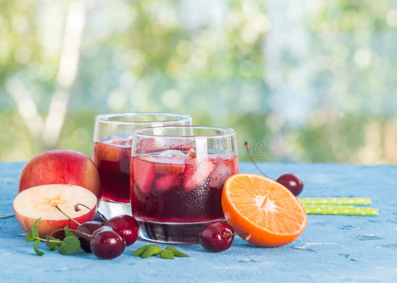 Refreshing Sangria (punch) And Fruits Stock Photo - Image of frozen ...