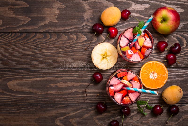 Refreshing Sangria (punch) And Fruits Stock Photo - Image of frozen ...
