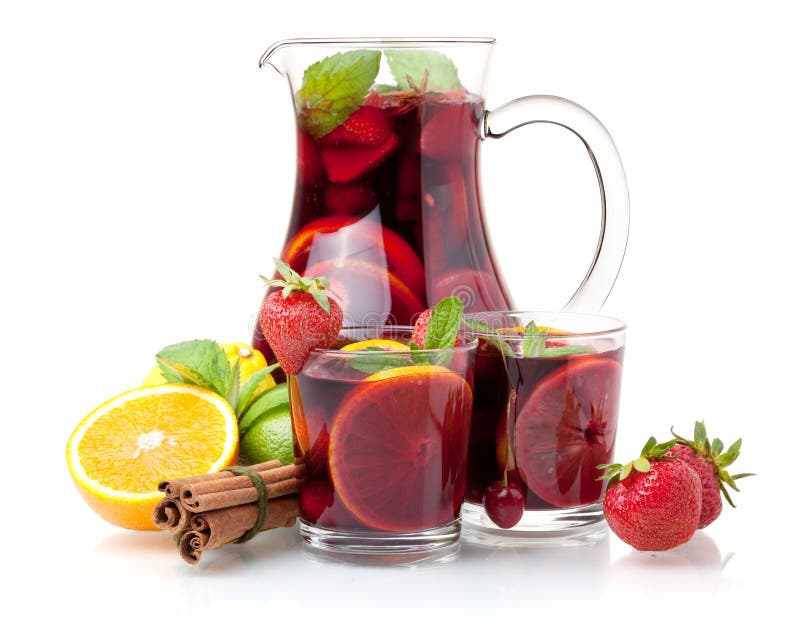 Refreshing Sangria (punch) and Fruits Stock Photo - Image of frozen ...