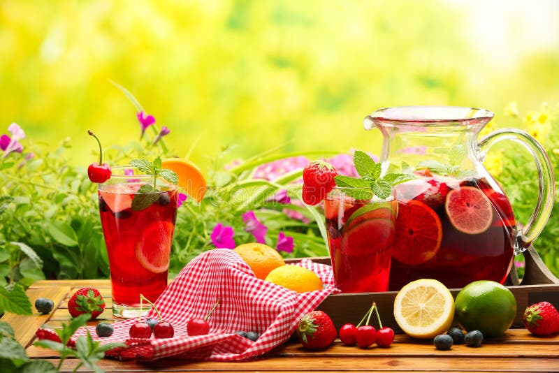 Refreshing Sangria (punch) and Fruits Stock Photo - Image of frozen ...