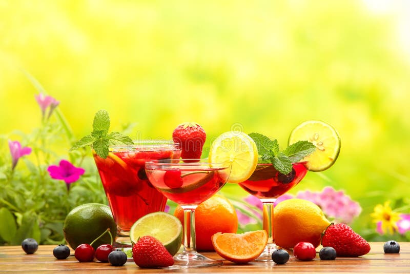 Refreshing Sangria (punch) And Fruits Stock Photo - Image of frozen ...