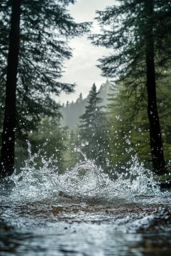 A Refreshing Scene of a Forest Blending with Splashes of Water in ...