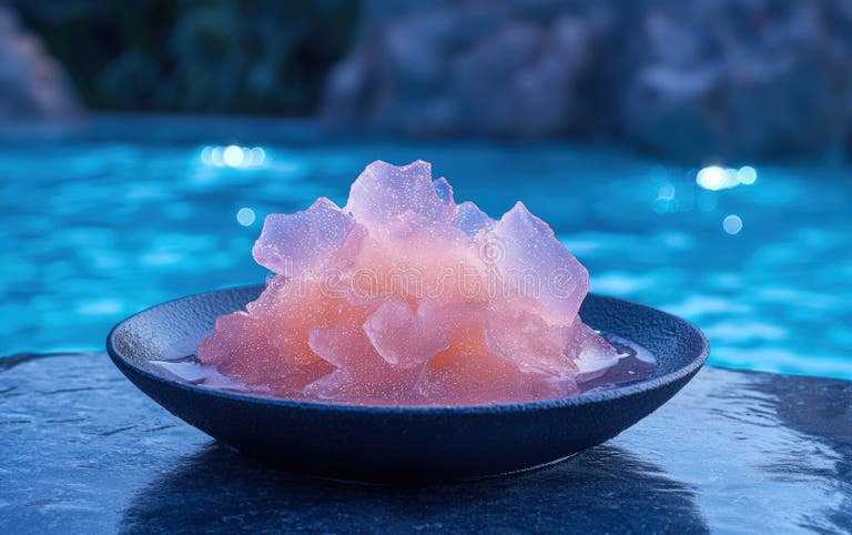 A Refreshing Shaved Ice Dessert by the Pool. Stock Illustration ...