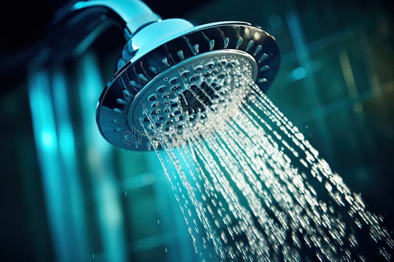 Refreshing Shower Bliss Close-Up of Water Flowing in Bathroom Interior ...