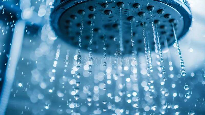 Refreshing Shower with Water Droplets in Motion. Generative Ai Stock ...
