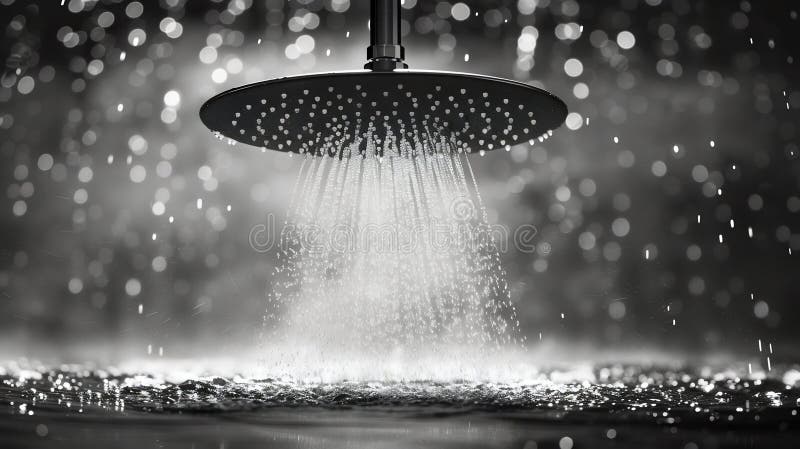 Refreshing Shower with Water Droplets in Motion. Generative Ai Stock ...