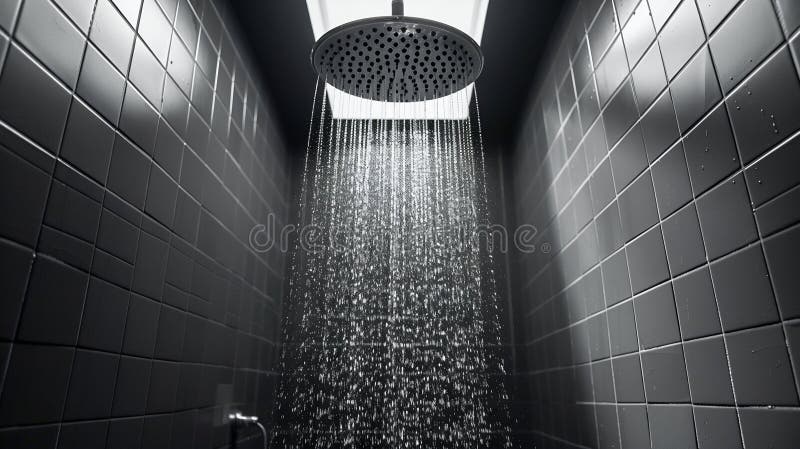 Refreshing Shower with Water Droplets in Motion. Generative Ai Stock ...