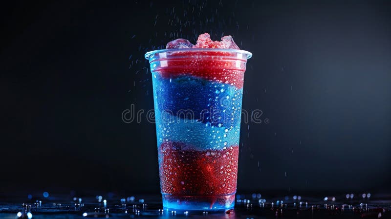 A Refreshing Slush Layered in Vibrant Blue and Red, Served in a ...