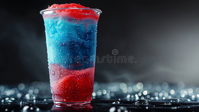 A Refreshing Slush Layered in Vibrant Blue and Red, Served in a ...