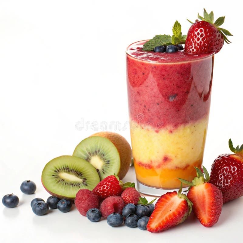 Refreshing Smoothie Isolated on White Background Stock Photo - Image of ...