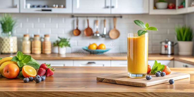 Refreshing Smoothie on Kitchen Counter with Fresh Fruit. Generative AI ...