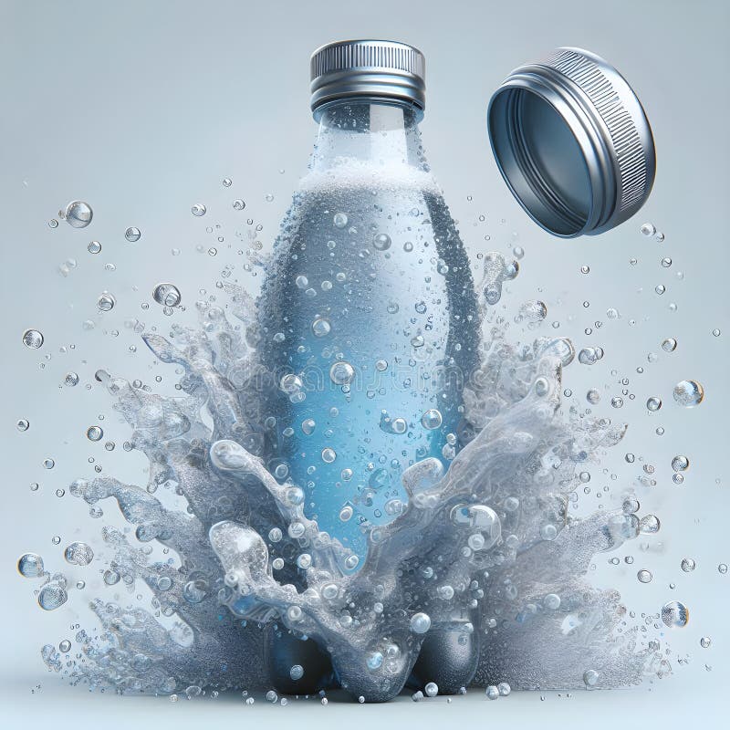 Refreshing Soda Water Bottle with Splash and Bubbles Stock Illustration ...