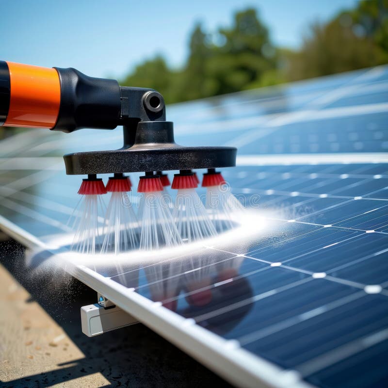 Refreshing Solar Panels with Water and Care, Generative Ai Stock ...