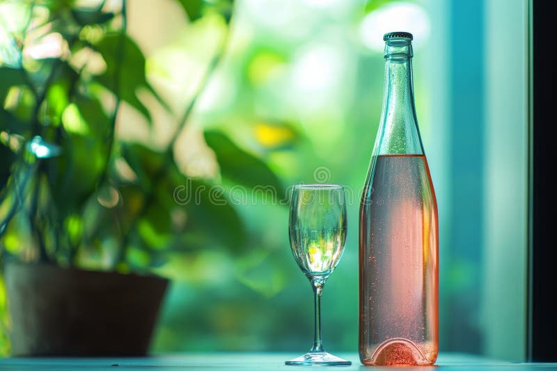 Refreshing Sparkling Drink in Glass with Greenery Background Stock ...